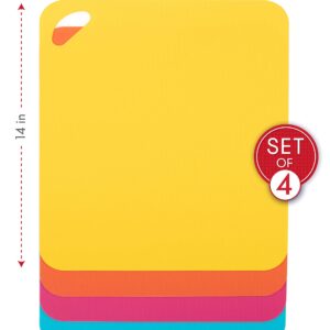 Dexas Heavy Duty Cutting Board Grippmat, Flexible Cutting Boards for Kitchen, Set of 4, Non Slip Plastic Board Cutting Mat 11.5 by 14 inches, Bright Blue, Yellow, Orange and Pink Set Kitchen Gadgets