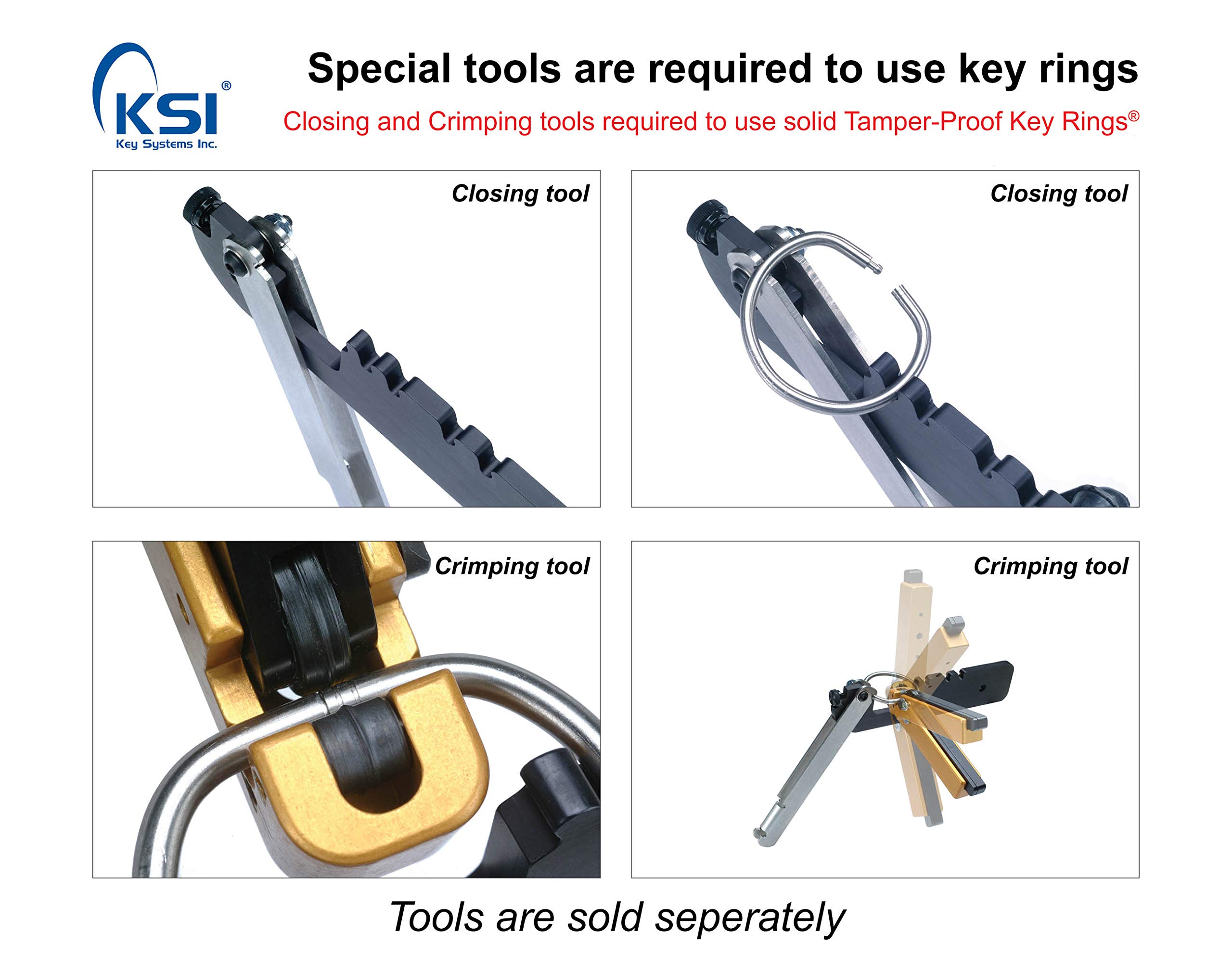 Key Systems, Inc. - 278 F Tamper Proof Key Ring 1-5/8" Dia. (4 cm) 10 Pack, Silver