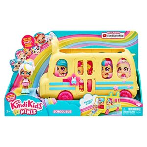 kindi kids minis collectible school bus and posable bobble head figurine 2pc