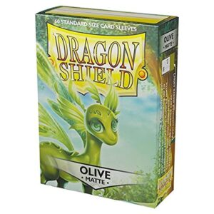 dragon shield matte 60 ct olive green standard size card sleeves individual pack