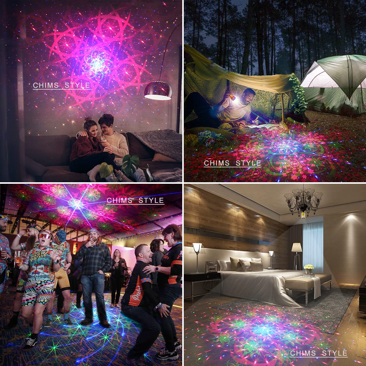 Chims Mini Party Laser Lights Show Portable RGB 32 Patterns Music Activated Led Lights for Party Family School DJ Party Festival Birthday Gift Outdoor Travel Garden Forest Camping New Year Decoration