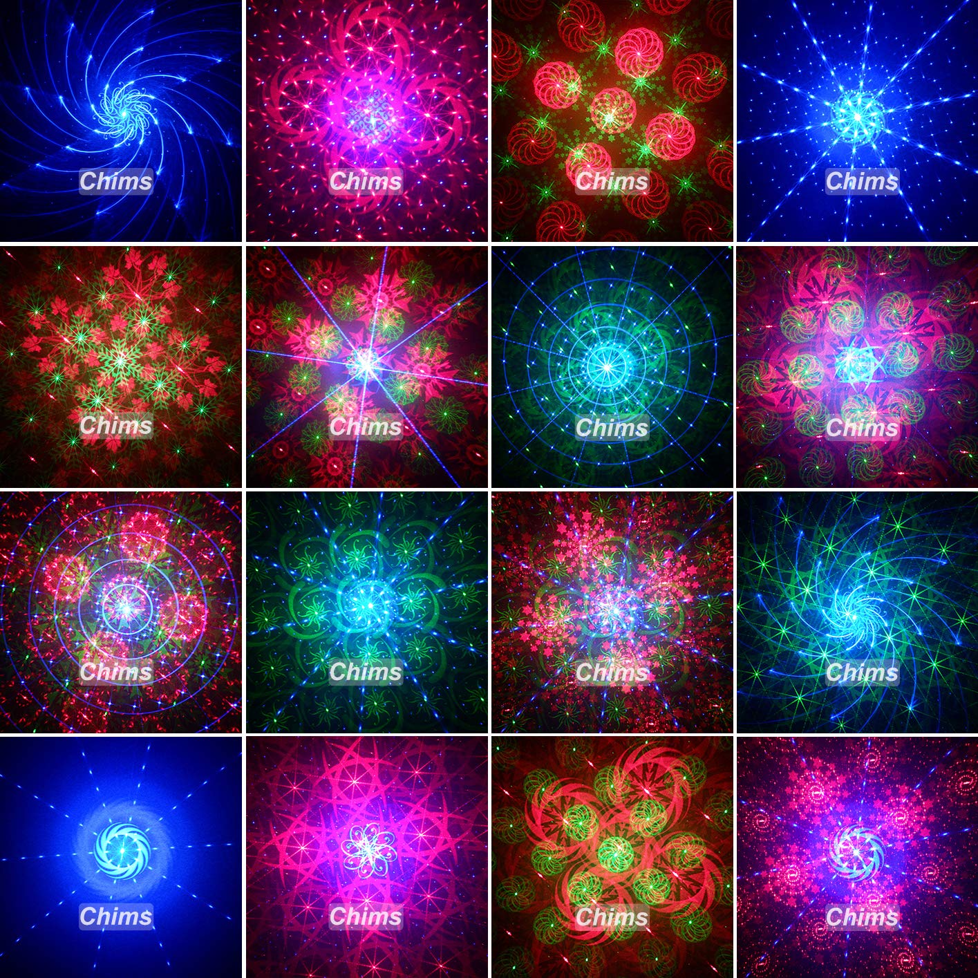 Chims Mini Party Laser Lights Show Portable RGB 32 Patterns Music Activated Led Lights for Party Family School DJ Party Festival Birthday Gift Outdoor Travel Garden Forest Camping New Year Decoration