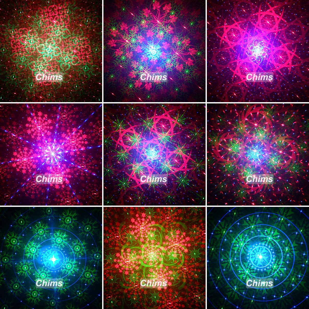 Chims Mini Party Laser Lights Show Portable RGB 32 Patterns Music Activated Led Lights for Party Family School DJ Party Festival Birthday Gift Outdoor Travel Garden Forest Camping New Year Decoration