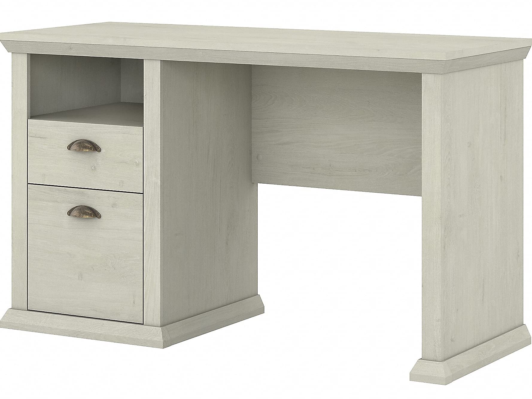 Yorktown 50-Inch Home Office Desk with Storage, Linen White Oak