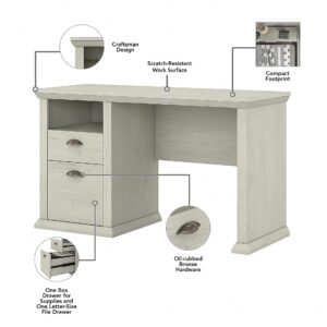 Yorktown 50-Inch Home Office Desk with Storage, Linen White Oak