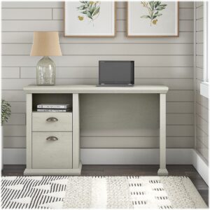 Yorktown 50-Inch Home Office Desk with Storage, Linen White Oak