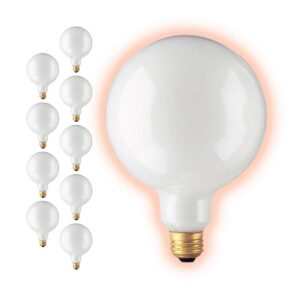 GoodBulb 1OO Watt G40 Globe Light Bulbs | Frosted Finish Medium E26 Base 2700K Warm White Light | Dimmable 1OOW 1300 Lumens | Ideal Vanity Light Bulbs | Pack of 10 Bulbs