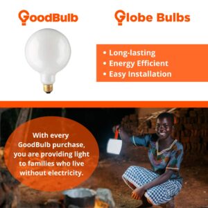 GoodBulb 1OO Watt G40 Globe Light Bulbs | Frosted Finish Medium E26 Base 2700K Warm White Light | Dimmable 1OOW 1300 Lumens | Ideal Vanity Light Bulbs | Pack of 10 Bulbs