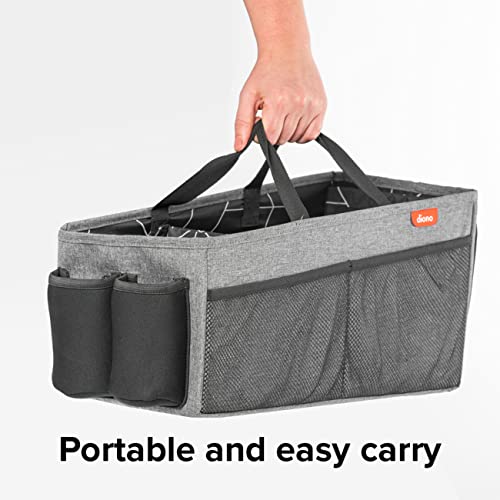 Diono Travel Pal XL Back Seat Car Organizer, 12 Compartments for Kids and Pet Toys, Insulated Drink Holder, Dividable Storage, Reinforced Carry Handles, Collapsible Car Organizer, Folds Flat, Grey