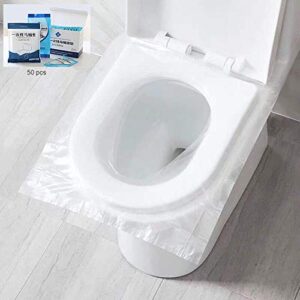 50 pcs disposable toilet seat covers, portable travel toilet mat for pregnant mom, toddler potty training, waterproof& individually packing, public wc toilet mat