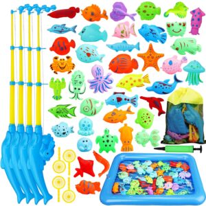 toy life 4-player magnetic fishing game for kids 3-5, kids fishing pole, toddler fishing pole, magnetic fishing toy, toddler bath toys for kids, kids fishing rod, summer pool water fish toys for kids