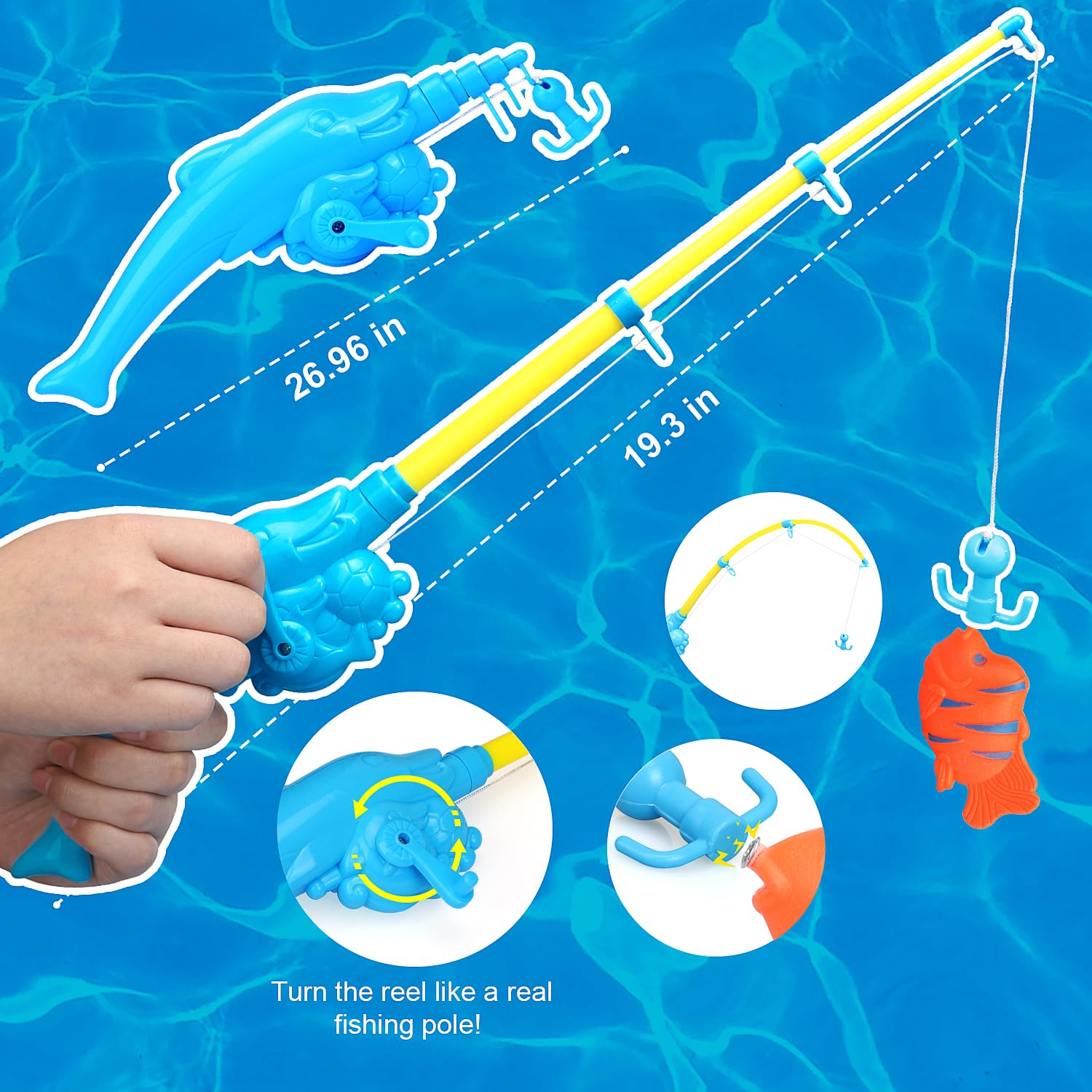 TOY Life 4-Player Magnetic Fishing Game for Kids 3-5, Kids Fishing Pole, Toddler Fishing Pole, Magnetic Fishing Toy, Toddler Bath Toys for Kids, Kids Fishing Rod, Summer Pool Water Fish Toys for Kids