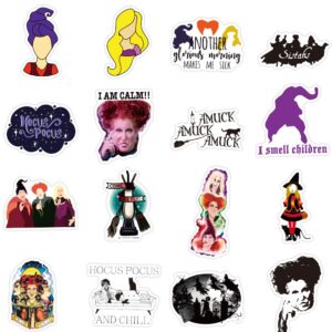 50Pcs Halloween Witch Old Hag Hocus Pocus Stickers for Water Bottle Cup Laptop Guitar Car Motorcycle Bike Skateboard Luggage Box Vinyl Waterproof Graffiti Patches XQX