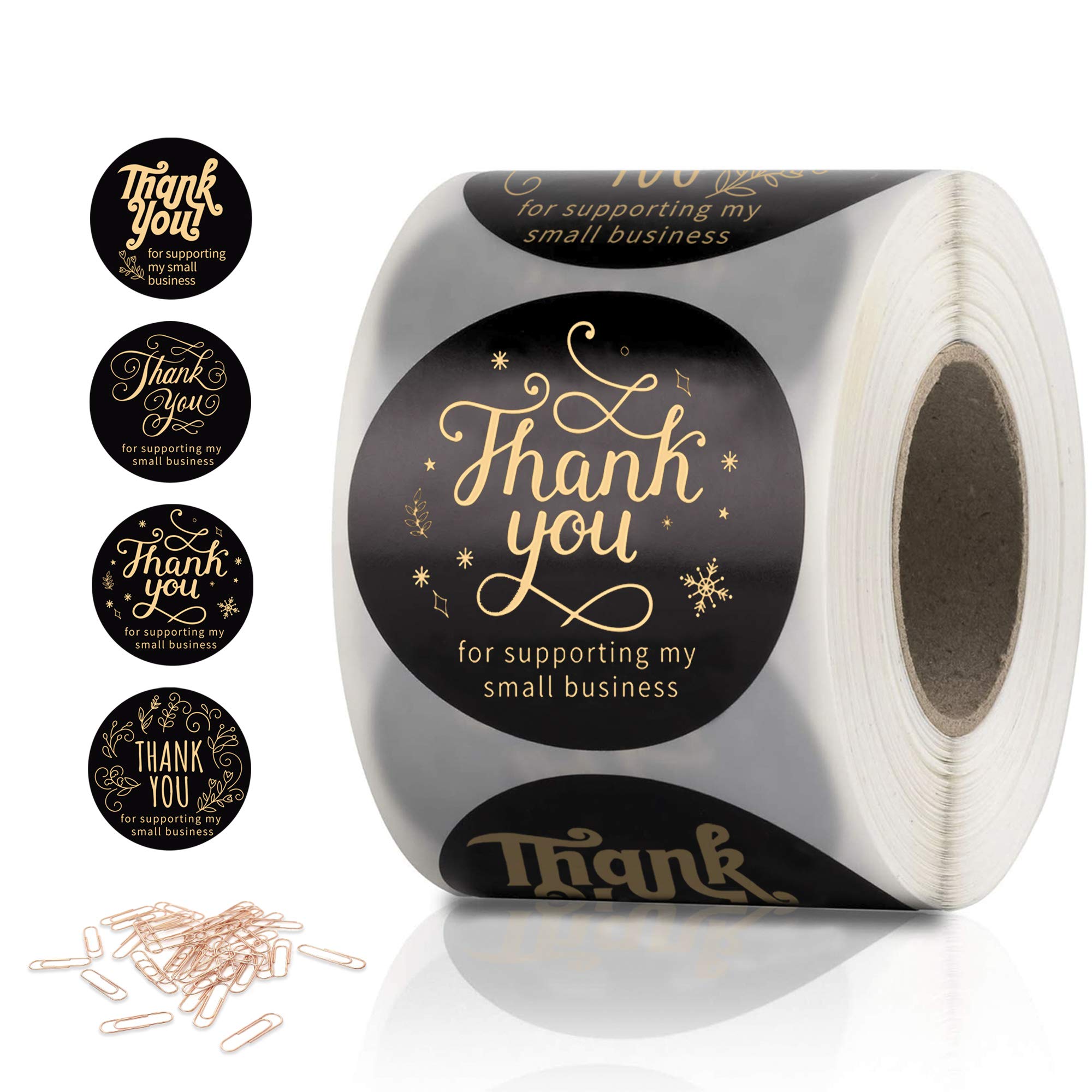 500PCS Thank You for Supporting My Small Business Stickers, 4 Designs,Thank You Stickers Roll for Jewelry Packaging,Business Boutiques Shop Wrapping Supplies 2''