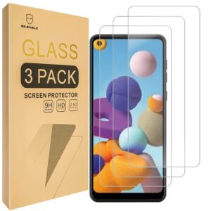 mr.shield [3-pack] designed for samsung galaxy a21 [upgrade maximum cover screen version] [tempered glass] [japan glass with 9h hardness] screen protector with lifetime replacement