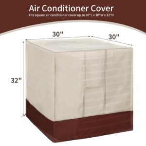 Air Conditioner Cover for Outside Units-Sturdy AC Cover,Water-Resistant, sturdy, with Mesh Vents and Elastic Hem Cord, Fits up to 30 x 30 x 32 inches…