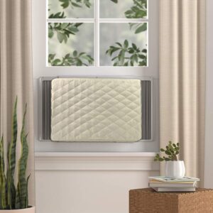 Homydom AC Cover Indoor, Air Conditioner Cover Inside Window AC Unit Cover, Double Insulation with Elastic Strap, Light Yellow S-21"x 13"x 3.5"(L x H x D)…