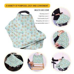 Buybai Sea Turtle Stretchy Baby Carseat Cover Multi-use for Baby Carseat & Nursing/Versatile Breastfeeding Scarf & Stroller & Feeding high Chair Cover for Baby Girls