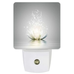 nightlight plug in led lights for bedroom, art lotus fantasy flower night lights plug into wall with light sensors room decor for nursery children kids boys girls