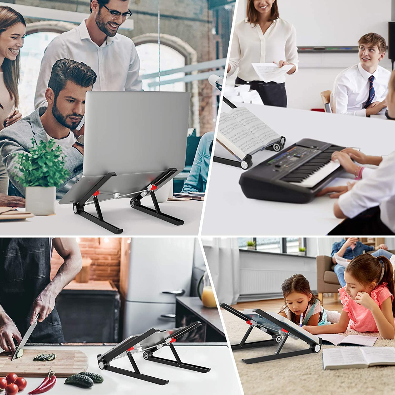 FURNINXS Laptop Stand for Desk Adjustable Foldable Ergonomic Laptop Holder Riser Portable Aluminum Computer Notebook Stand for Elevated 10~15.6" Dell, HP, MacBook Air Pro, Lenovo, Chromebook