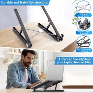 FURNINXS Laptop Stand for Desk Adjustable Foldable Ergonomic Laptop Holder Riser Portable Aluminum Computer Notebook Stand for Elevated 10~15.6" Dell, HP, MacBook Air Pro, Lenovo, Chromebook