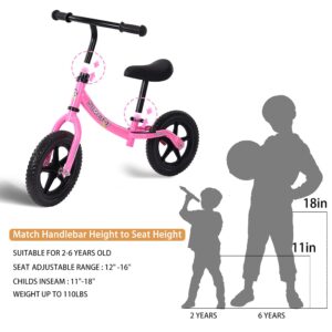 SIMEIQI 12" Balance Bike for Boys Girls 2 3 4 5 Years Old No Pedal Walking Balance Training Sports Bicycle for Kids Toddlers…