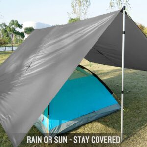 Waterproof Camping Tarp Outdoor Tent Accessories Survival Gear Perfect Hammock Shelter for Hiking Camping 10x12 ft Gray