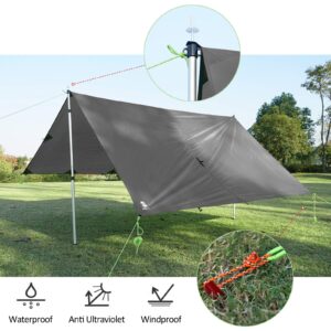 Waterproof Camping Tarp Outdoor Tent Accessories Survival Gear Perfect Hammock Shelter for Hiking Camping 10x12 ft Gray