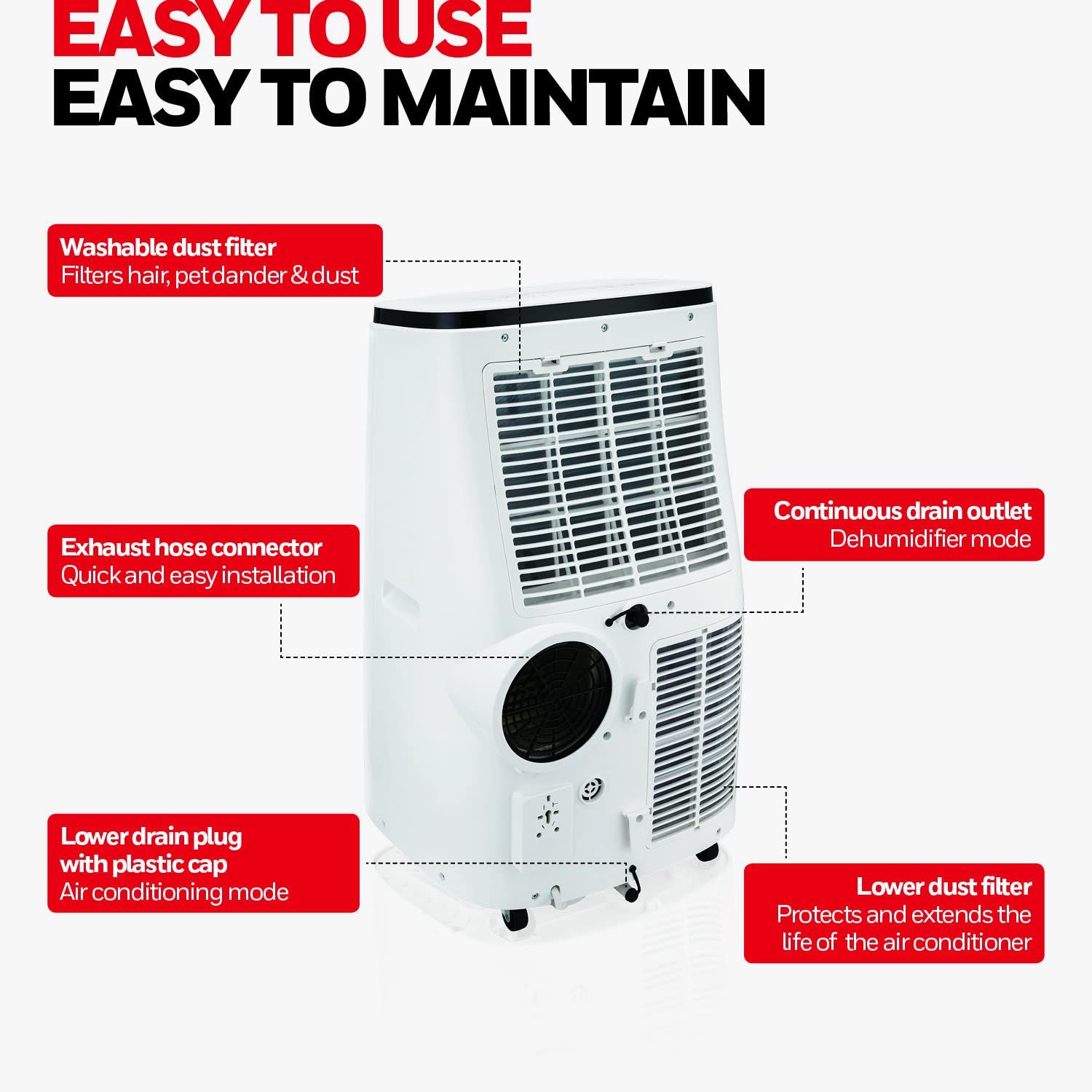 Honeywell 15,000 BTU Portable Air Conditioner with Dehumidifier & Fan Cools Rooms Up To 775 Sq. Ft. with Remote Control, HJ5CESWK0, White/Black