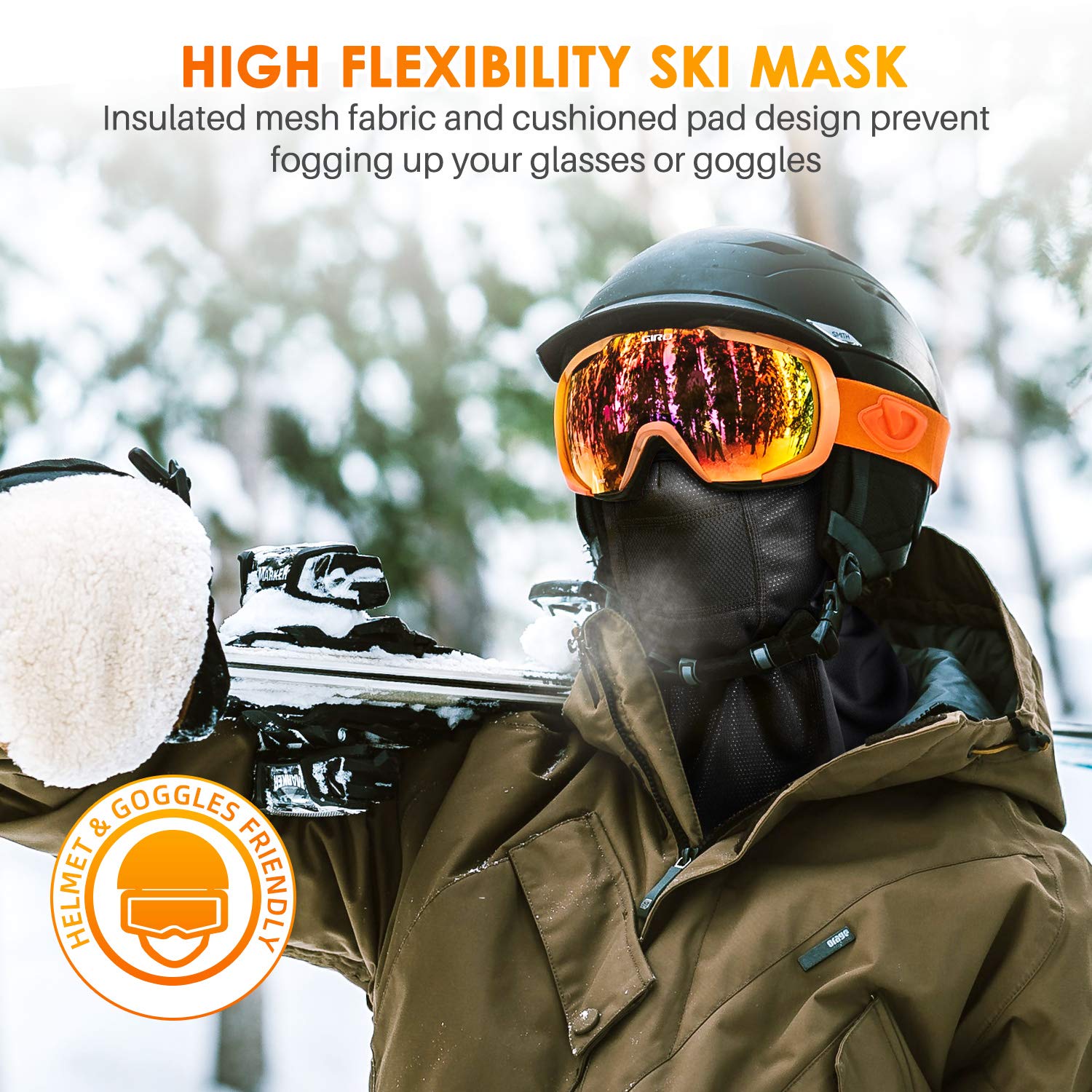 AstroAI Ski Mask Windproof Balaclava for Cold Weather, Winter Face Mask Breathable Stretchable for Skiing, Snowboarding, Gray