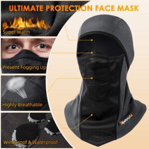 AstroAI Ski Mask Windproof Balaclava for Cold Weather, Winter Face Mask Breathable Stretchable for Skiing, Snowboarding, Gray