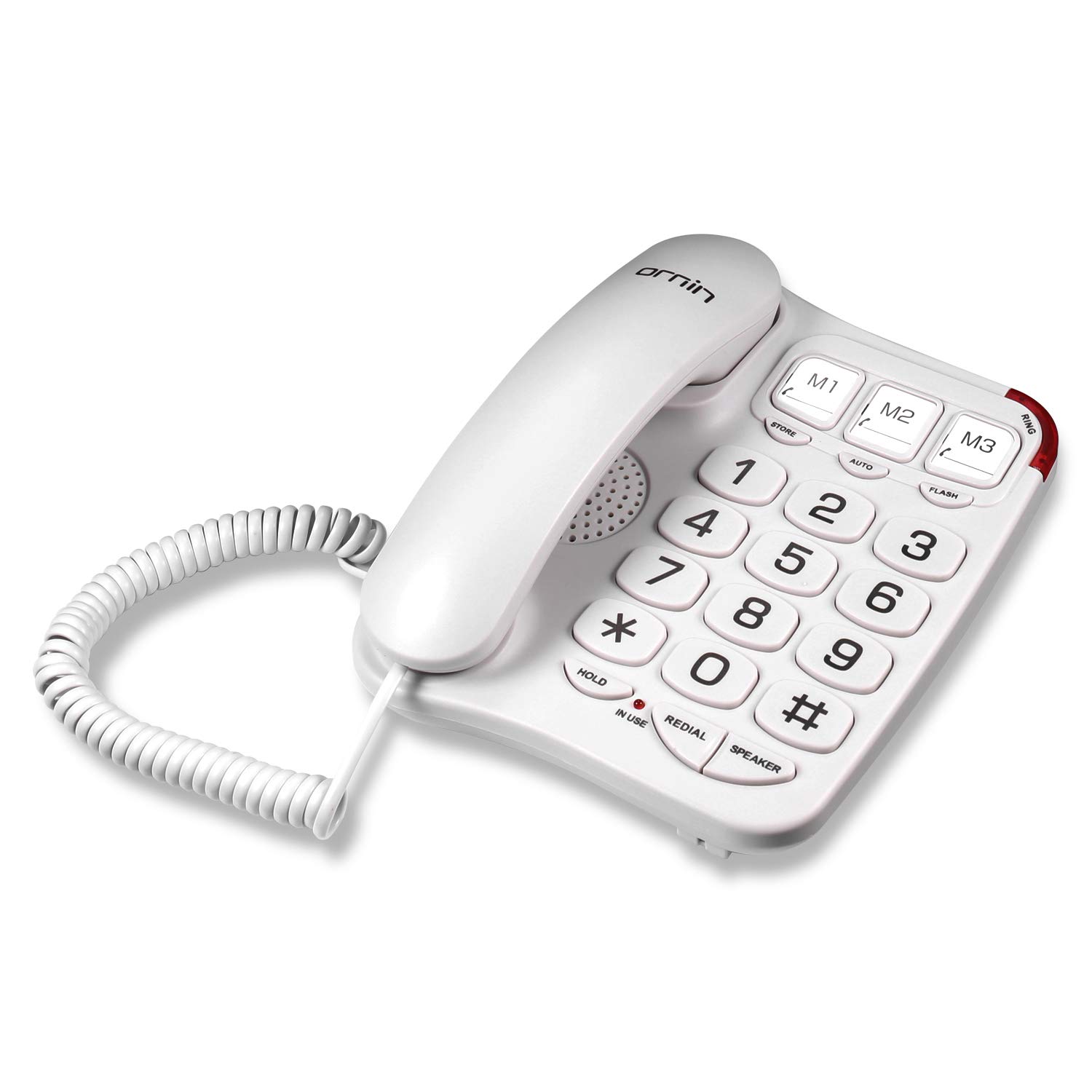 Ornin S016+ Big Button Corded Telephone with Speaker, Desk Phone Only (Off-White)