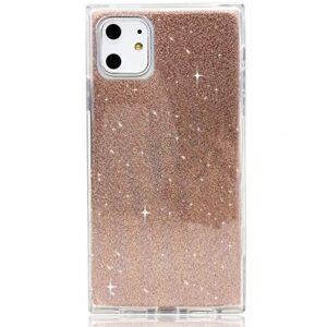 VUIIMEEK for iPhone 11 Case 6.1“ Square Clear Inner Glitter,Cute Crystal Sparkle Flexible Soft High Impact Shockproof with Design Protective Cover Case for iPhone 11, Bling Rose Gold