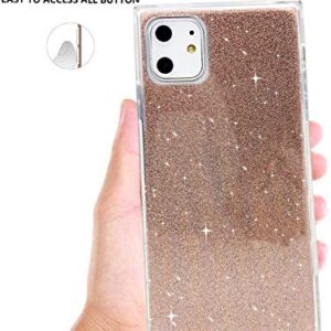 VUIIMEEK for iPhone 11 Case 6.1“ Square Clear Inner Glitter,Cute Crystal Sparkle Flexible Soft High Impact Shockproof with Design Protective Cover Case for iPhone 11, Bling Rose Gold