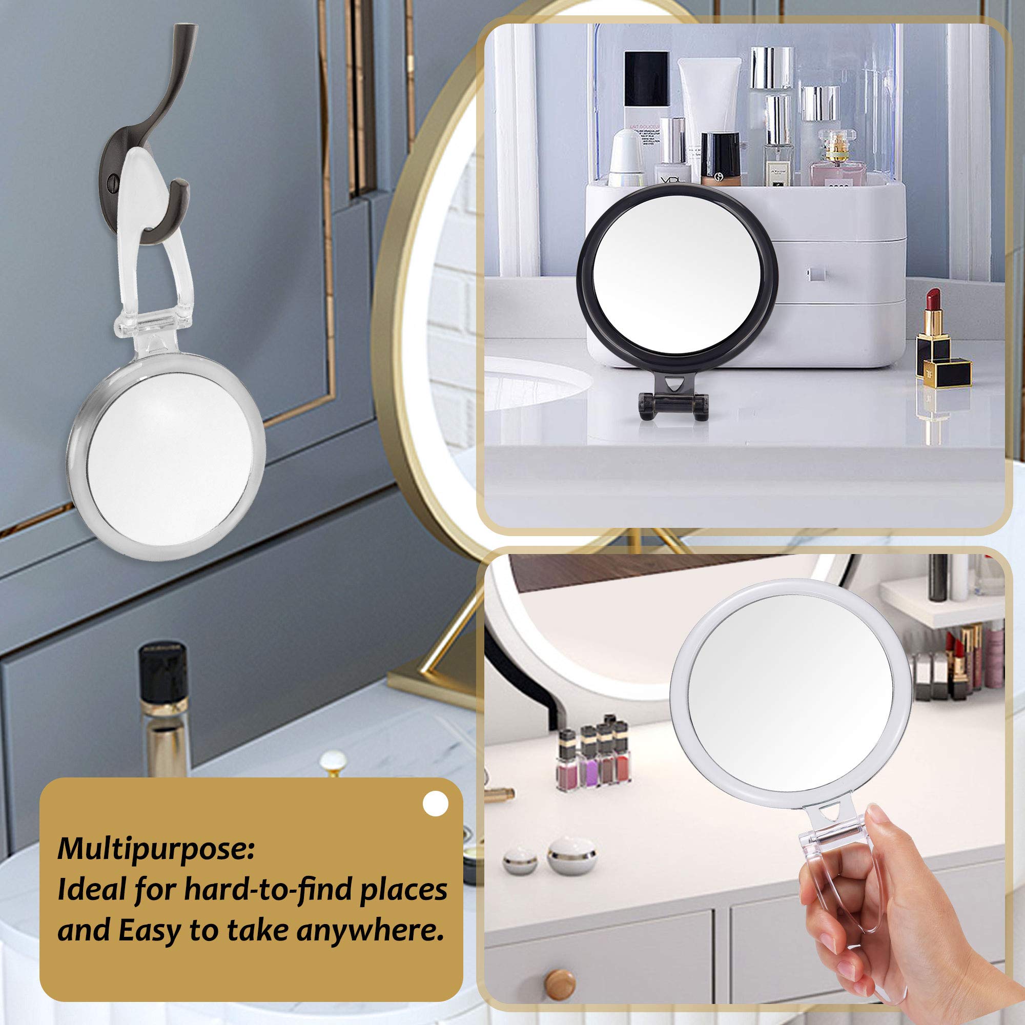 MOMOKUBA Magnifying Mirror 20x/1x,Double Sided Magnifying Mirror with Stand,Magnified Hand Mirror for Makeup,Blackhead/Comedone Removal (5inch,20X/1X,Silver)