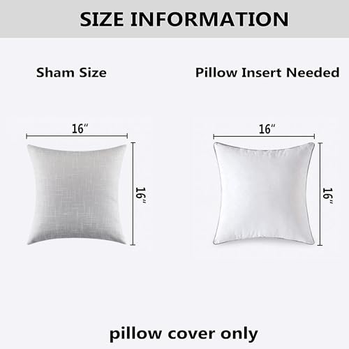 Kevin Textile Decor Pillow Cover Star Faux Linen Cushion Case with Hidden Zipper for Sofa/Chair/Couch, 2 Pcs, 16"x16", Grey White