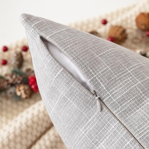 Kevin Textile Decor Pillow Cover Star Faux Linen Cushion Case with Hidden Zipper for Sofa/Chair/Couch, 2 Pcs, 16"x16", Grey White