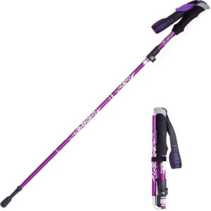 kelendle collapsible trekking pole aluminum ultralight travel trekking hiking pole for men and women purple