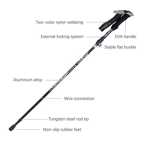 Kelendle Collapsible Trekking Pole Aluminum Ultralight Travel Trekking Hiking Pole for Men and Women Purple