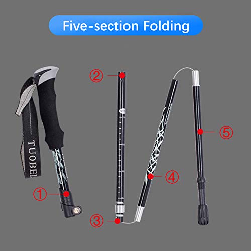 Kelendle Collapsible Trekking Pole Aluminum Ultralight Travel Trekking Hiking Pole for Men and Women Purple