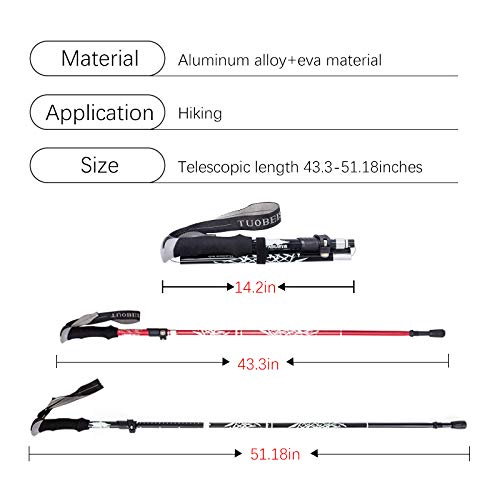 Kelendle Collapsible Trekking Pole Aluminum Ultralight Travel Trekking Hiking Pole for Men and Women Purple