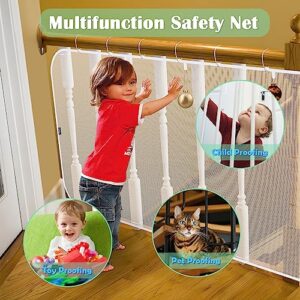 CM Child Safety Rail Net Balcony Protective Net Stair Railing Proof Mesh Banister Safety Guard with Zip Ties for Protect Baby Pets Toys Falling, Use Indoor Outdoor