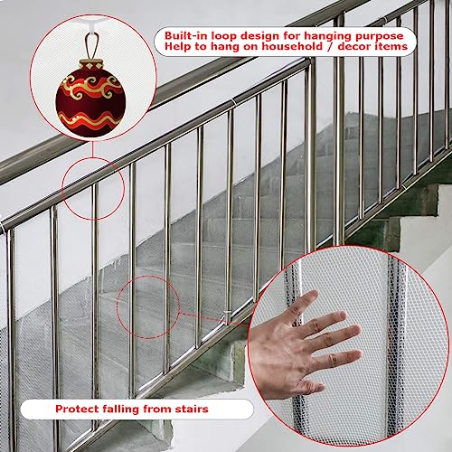 CM Child Safety Rail Net Balcony Protective Net Stair Railing Proof Mesh Banister Safety Guard with Zip Ties for Protect Baby Pets Toys Falling, Use Indoor Outdoor