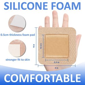 Dr. Med Silicone Foam Dressing with Gentle Adhesive Border 4"x4", 10 Individual Pack, Painless Removal High Absorbency Bed Sore Wound Bandage, for Pressure Sore, Diabetic Ulcer, Leg Ulcer and Burns