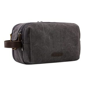 bagsmart toiletry bag for men, canvas travel toiletry organizer dopp kit water-resistant shaving bag for toiletries accessories,grey-medium