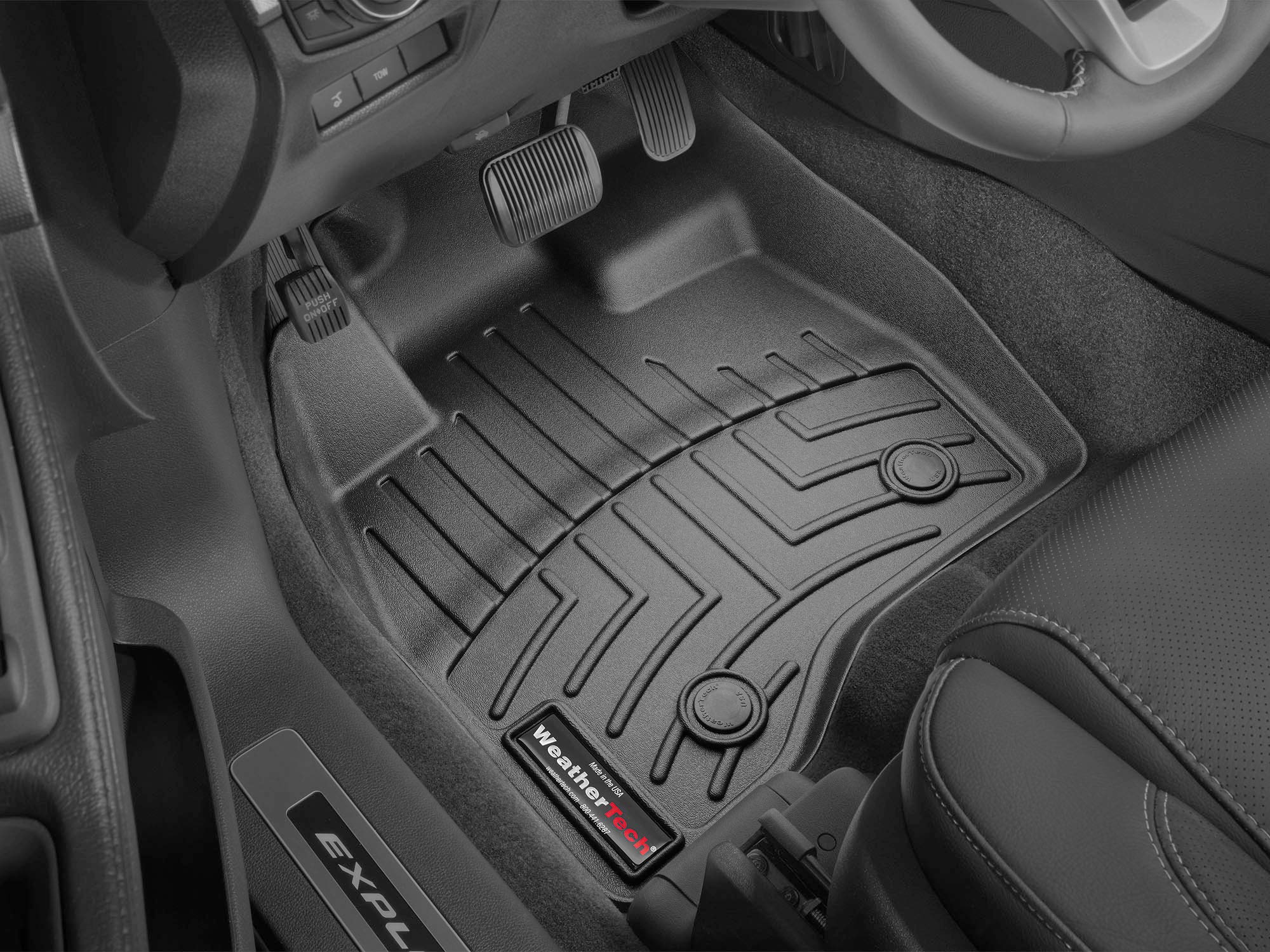 WeatherTech Custom Fit FloorLiners for Ford Explorer, Explorer ST, Explorer Hybrid - 1st Row (4415751), Black