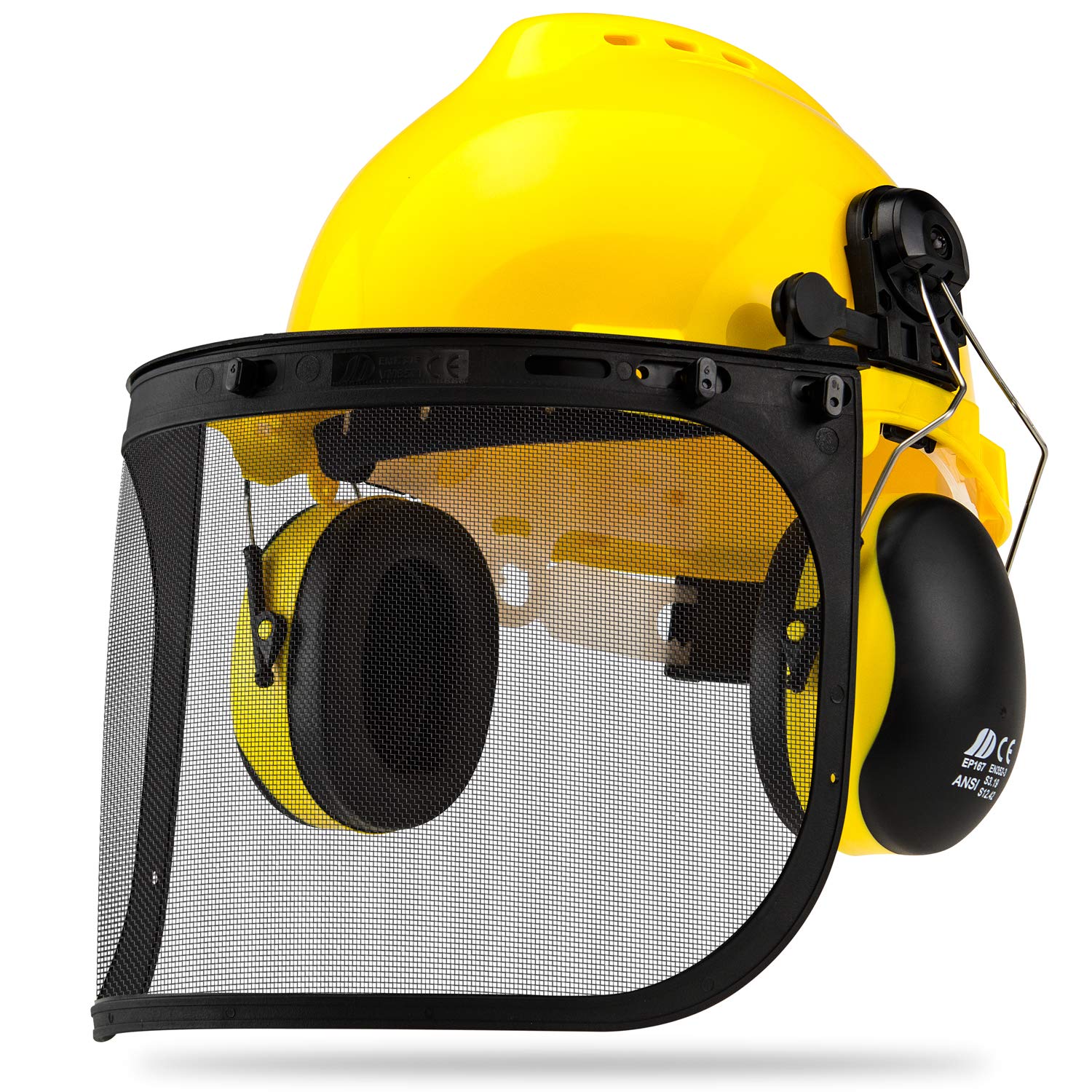 NEIKO 53880A Forestry Helmet for Safety with Shield and Earmuffs, Chainsaw Helmet with Face Shield, Hard Hat Safety Gear Equipment, Protective Face Shield and Mesh Shield for Face Protection