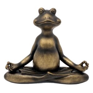 nature's mark 6" h resin meditating yoga frog statue figurine home decorative accent decor for tabletop living room bedroom office desktop cabinet shelf