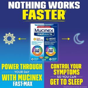 Mucinex Fast-Max Max Strength, Day Cold & Flu & Night Cold & Flu Liquid Gels (Pack Of 3), 72 Count (Packaging May Vary)