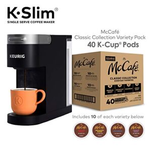 Keurig K-Slim Single Serve Coffee Maker with McCafé Classic Collection Variety Pack, 40 Count K-Cup Pods